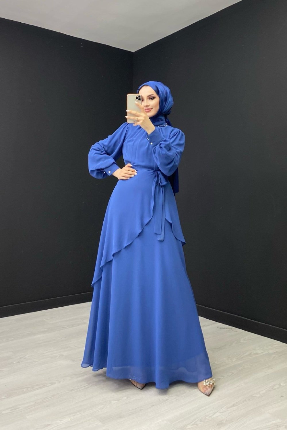 Alanur Şifon Abiye Mavi Modelleri En Uygun Fiyatlarla