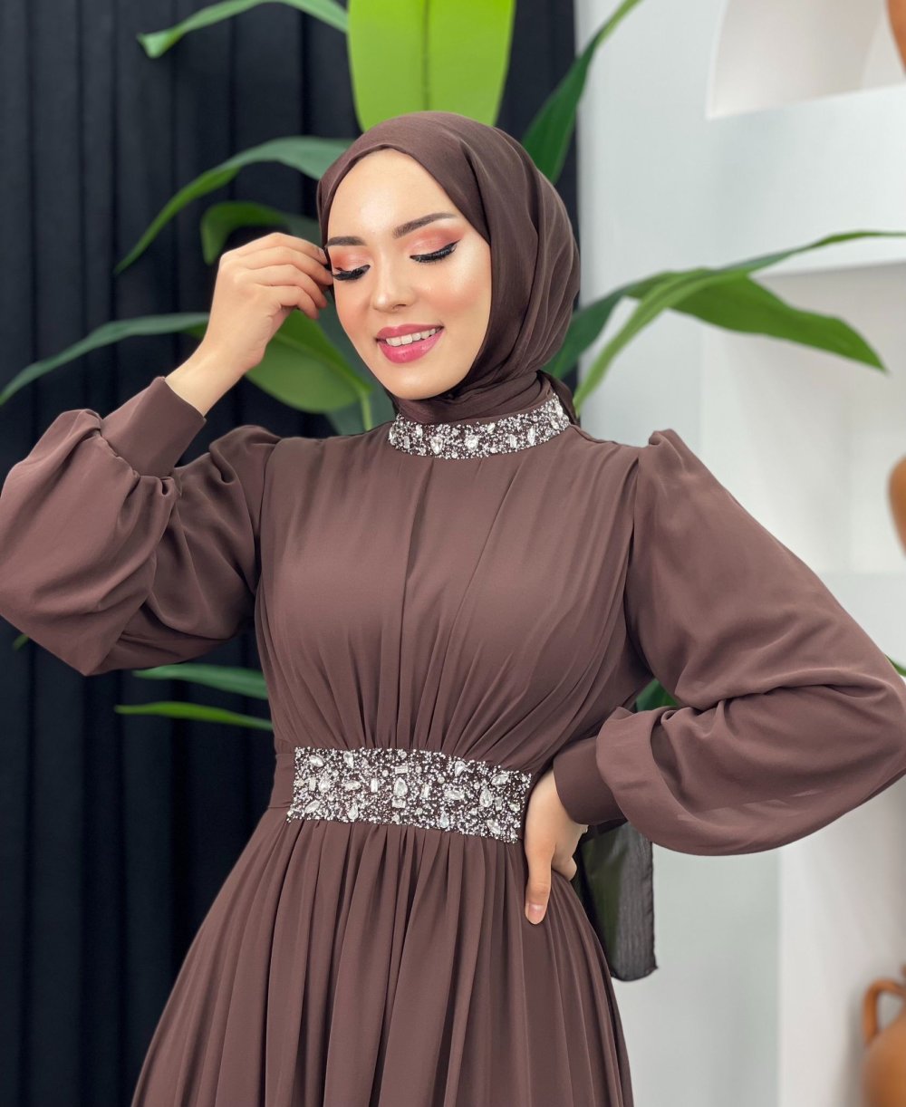 Firdevs Şifon Abiye Kahverengi Modelleri En Uygun Fiyatlarla